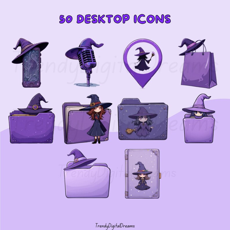 Lofi Purple Witch 50 Desktop Icon, HD Icon for Windows and Mac, Kawaii ...