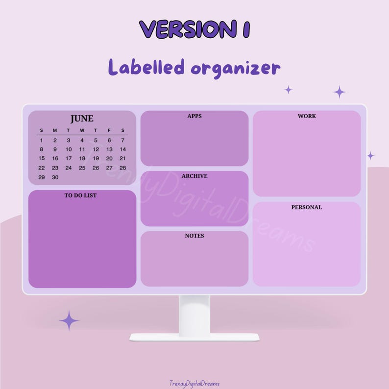 2025 Monthly Calendar ~ Purple Desktop Wallpaper Organizer With 30 ...