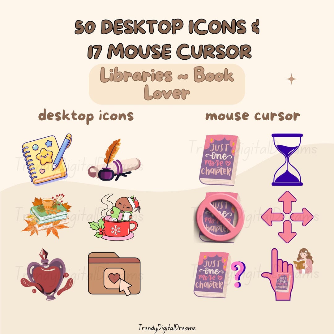 Books Lover 50 Desktop Icons & 17 Mouse Cursor, HD Icons for Windows ...
