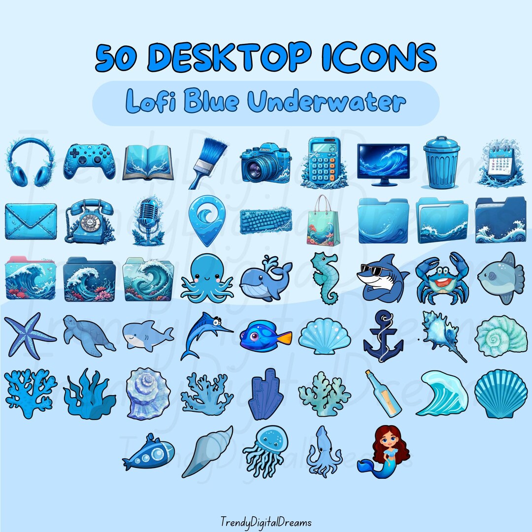 Lofi Blue Underwater 50 Desktop Icons, HD Icons for Windows and Mac ...