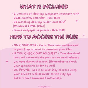 2025 Monthly Calendar ~ Pink Desktop Wallpaper Organizer Set With 30 ...