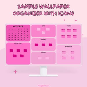 2025 Monthly Calendar ~ Pink Desktop Wallpaper Organizer Set With 30 ...