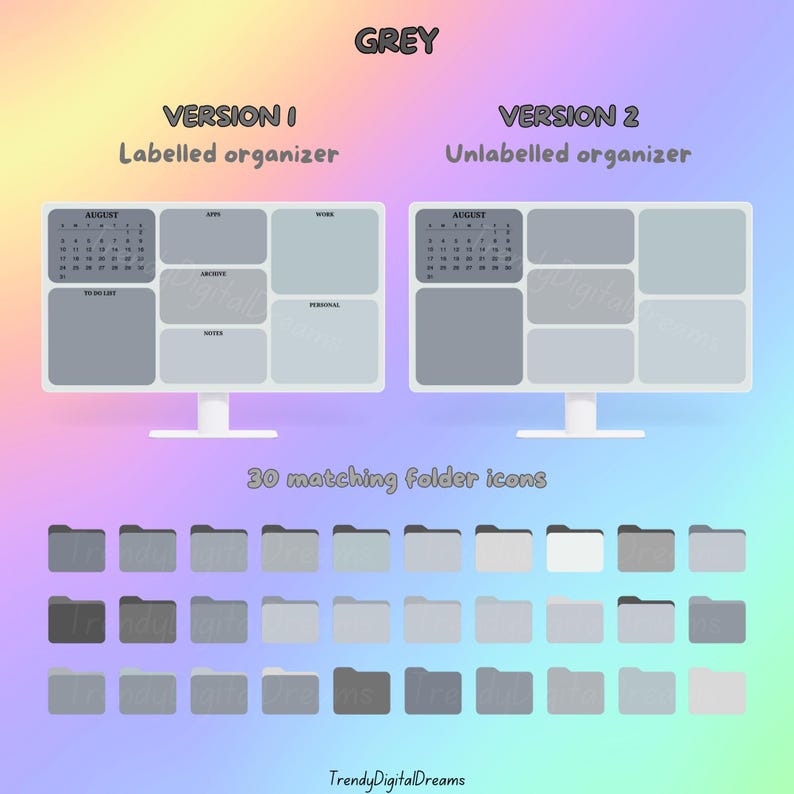 2025 Monthly Calendar ~ 7 Colors Desktop Wallpaper Organizer Set, 30 ...