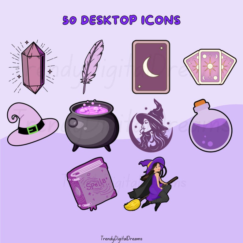 Lofi Purple Witch 50 Desktop Icon, HD Icon for Windows and Mac, Kawaii ...