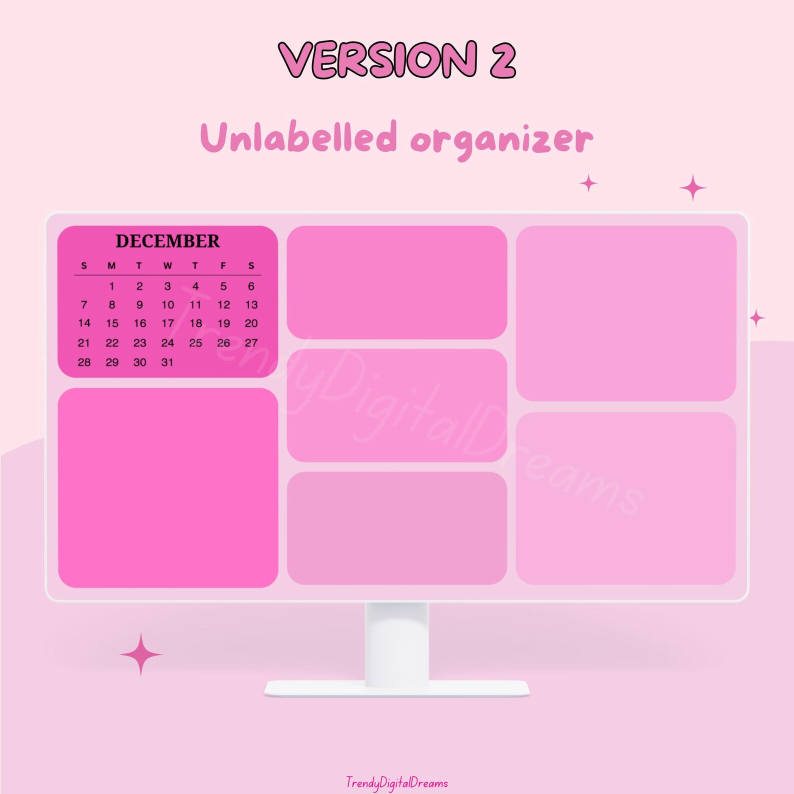 2025 Monthly Calendar ~ Pink Desktop Wallpaper Organizer Set With 30 ...