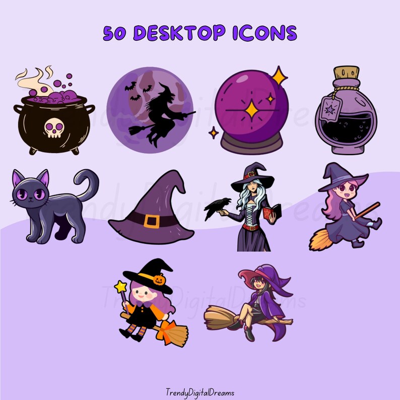 Lofi Purple Witch 50 Desktop Icon, HD Icon for Windows and Mac, Kawaii ...