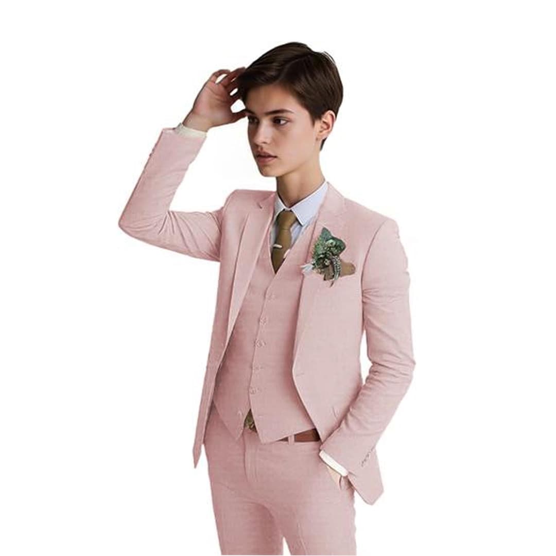 Boy's Suit Slim Fit Linen 3-pieces Tuxedo Set Perfect for Weddings ...