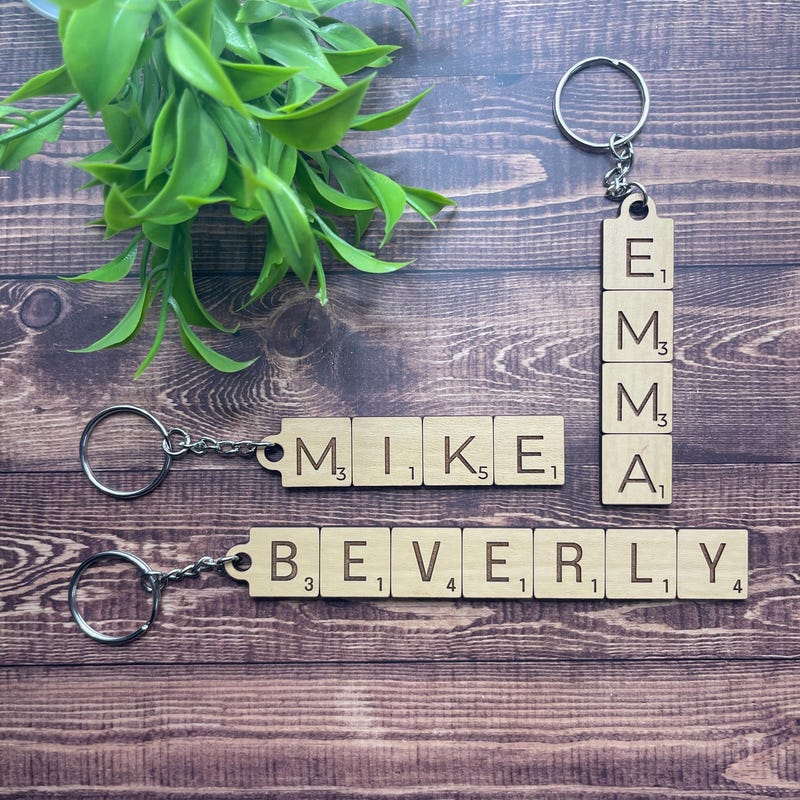 Wood Letter Tile Keychain - Etsy