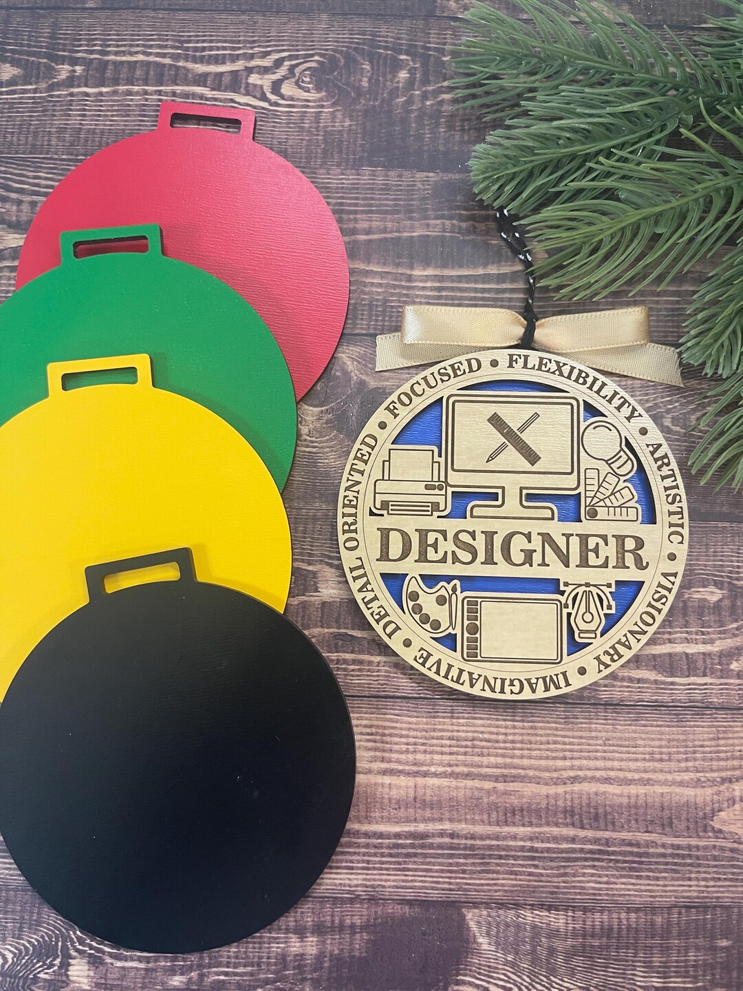 Designer Job Title Ornament (choose a Color Backer) - Etsy