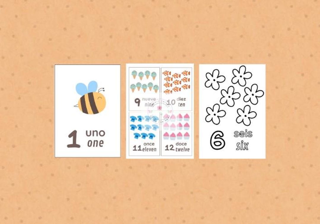 English Spanish Number 1-20 Printable 3 Versions ( One A4 Each Letter ...