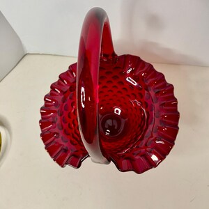 Fenton Vintage Ruby Red Hobnail Fluted Glass Basket - Etsy