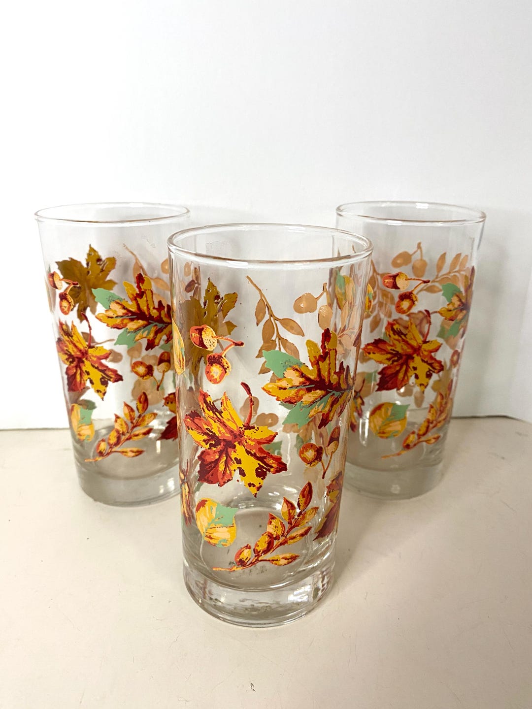 Vintage Libbey Crisa Fall Leaf Autumn Leaf Drinking Glasses Replacement ...