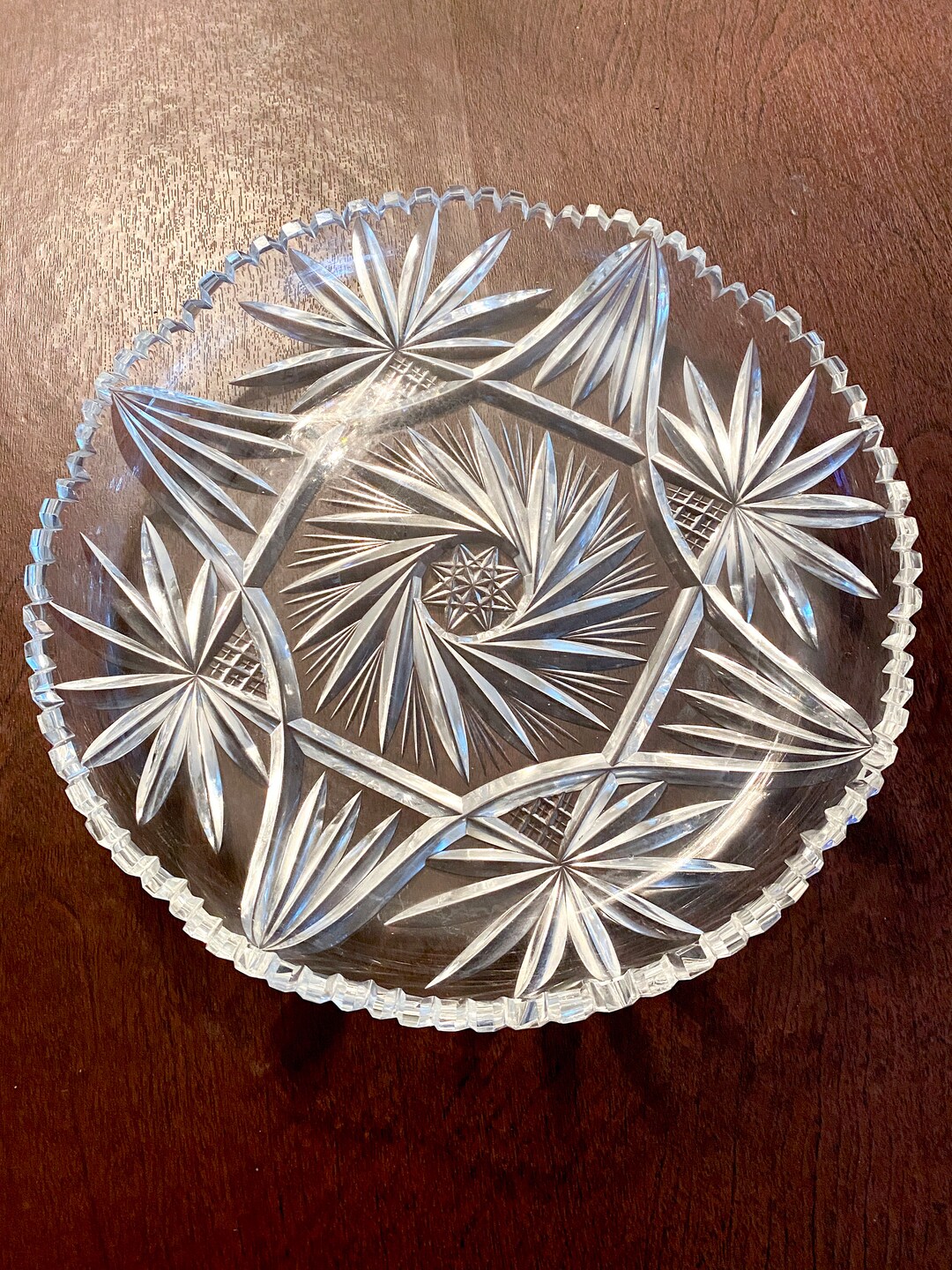 Vintage Cut Glass Crystal Serving Tray Platter - Etsy