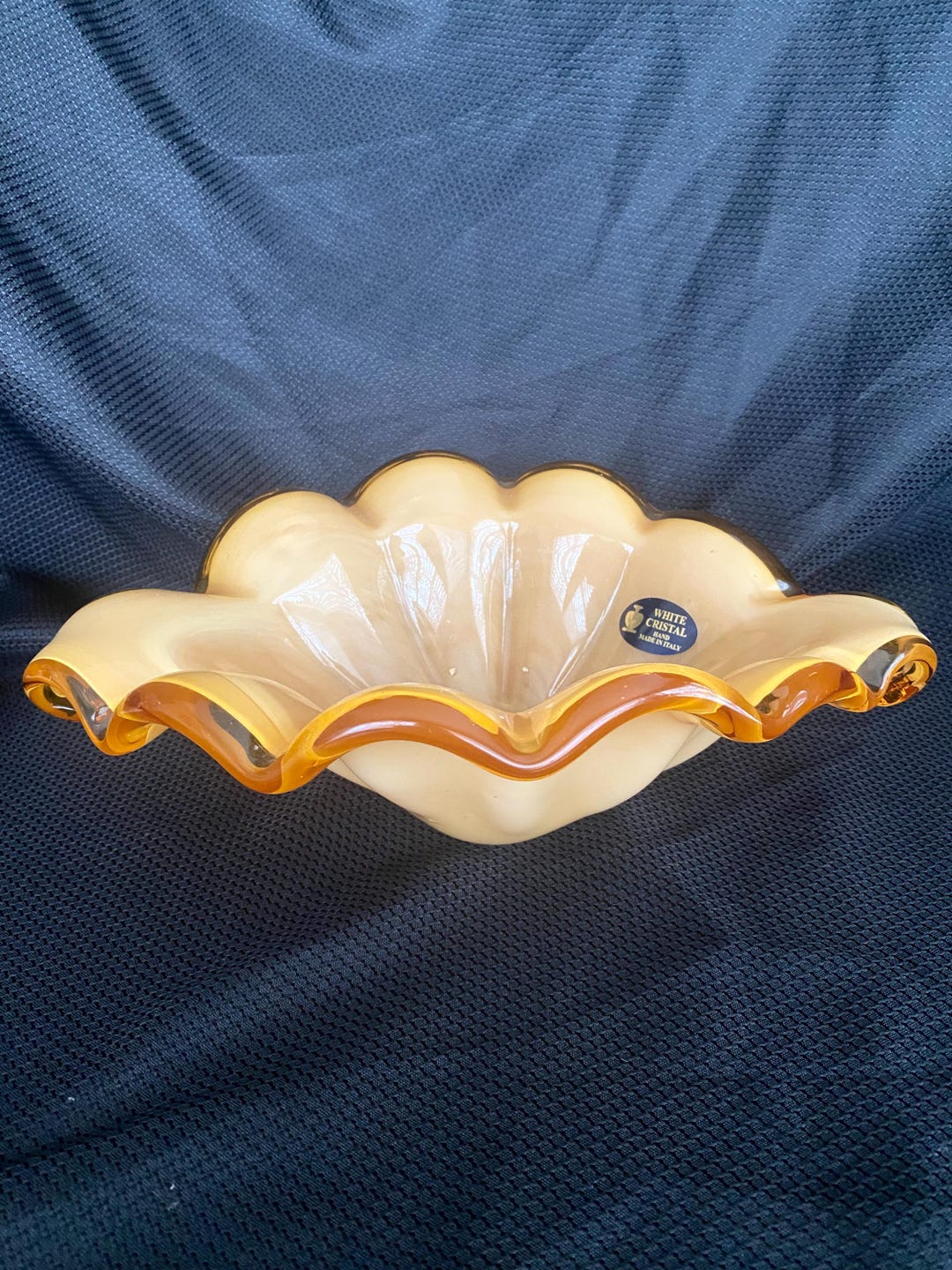 Vintage White Crystal Murano Free Form Art Bowl - Etsy