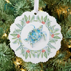 Beach Christmas Sea Turtle Ornament Card - Etsy