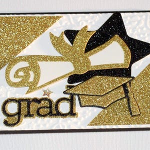 Graduation Card, Handmade Greeting Card, Features Gold Glitter Grad ...