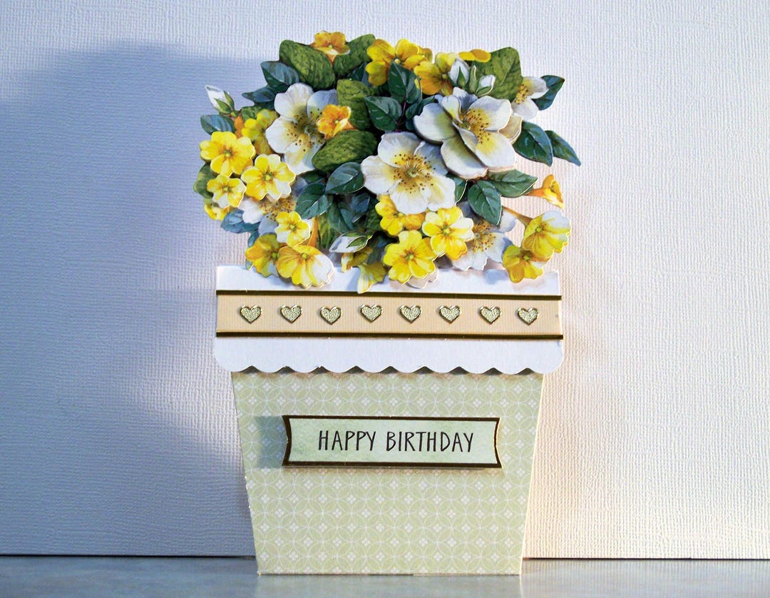 Flower Pot Shaped Birthday Card Handmade Greeting Card With Removable ...