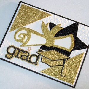 Graduation Card, Handmade Greeting Card, Features Gold Glitter Grad ...