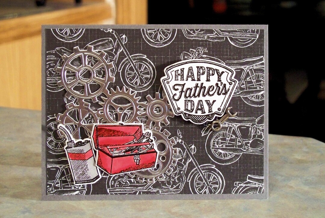 Tool Themed Fathers Day Card, Handmade Greeting Card, Features Hand ...