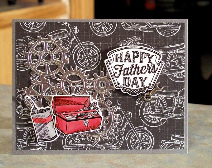 Tool Themed Fathers Day Card, Handmade Greeting Card, Features Hand ...