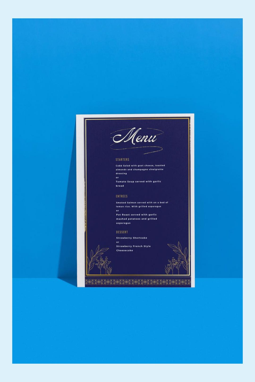 Blue and Gold Menu Canva Template for Party/wedding/ Birthday Party ...