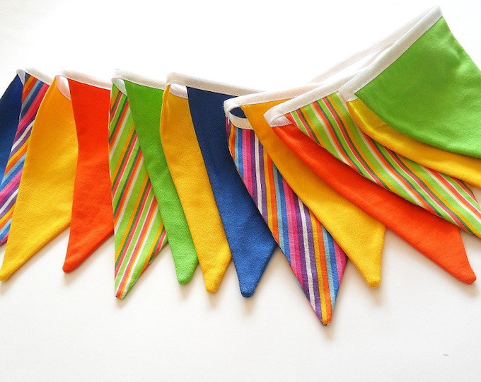 Rainbow Fabric Bunting Birthday Decoration Party Decor - Etsy