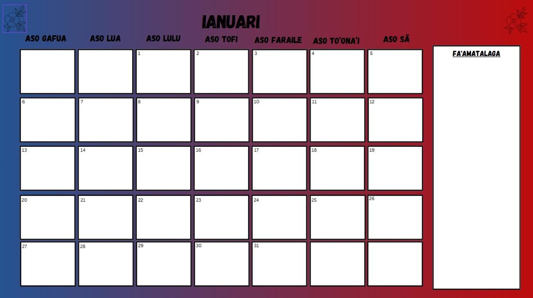 Samoan 2025 Digital Planner - Etsy