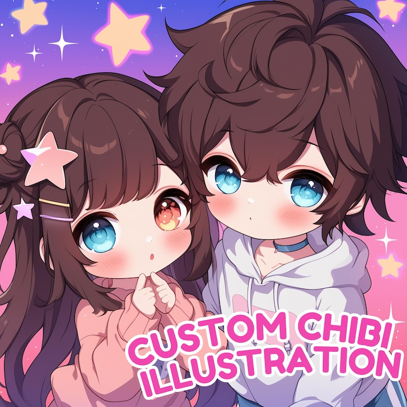 Custom Chibi Character Commission | Cute Anime Chibi Art | Personalized ...