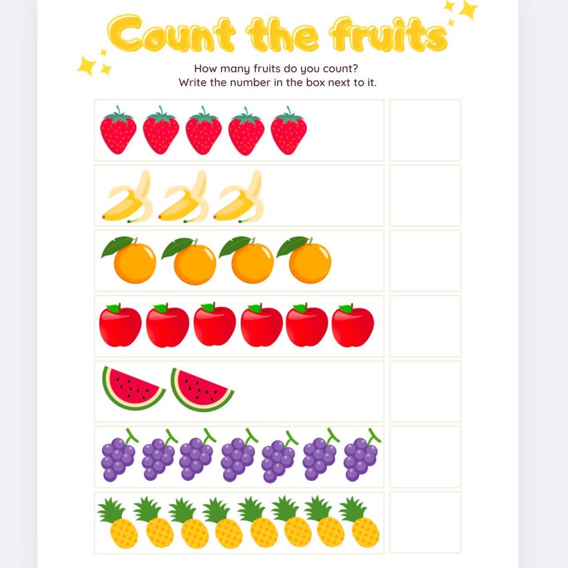 Count the Fruits Worksheet Learning Math Counting for Children ...