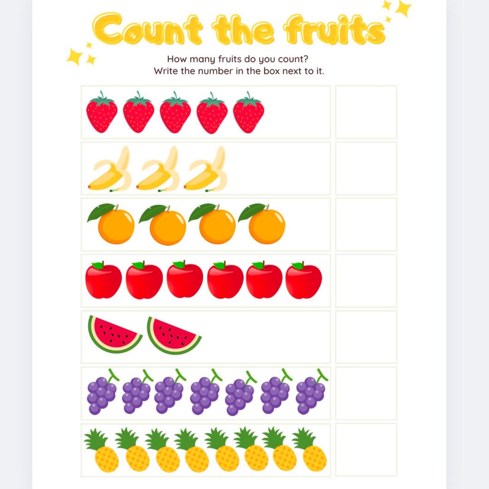 Count the Fruits Worksheet Learning Math Counting for Children ...