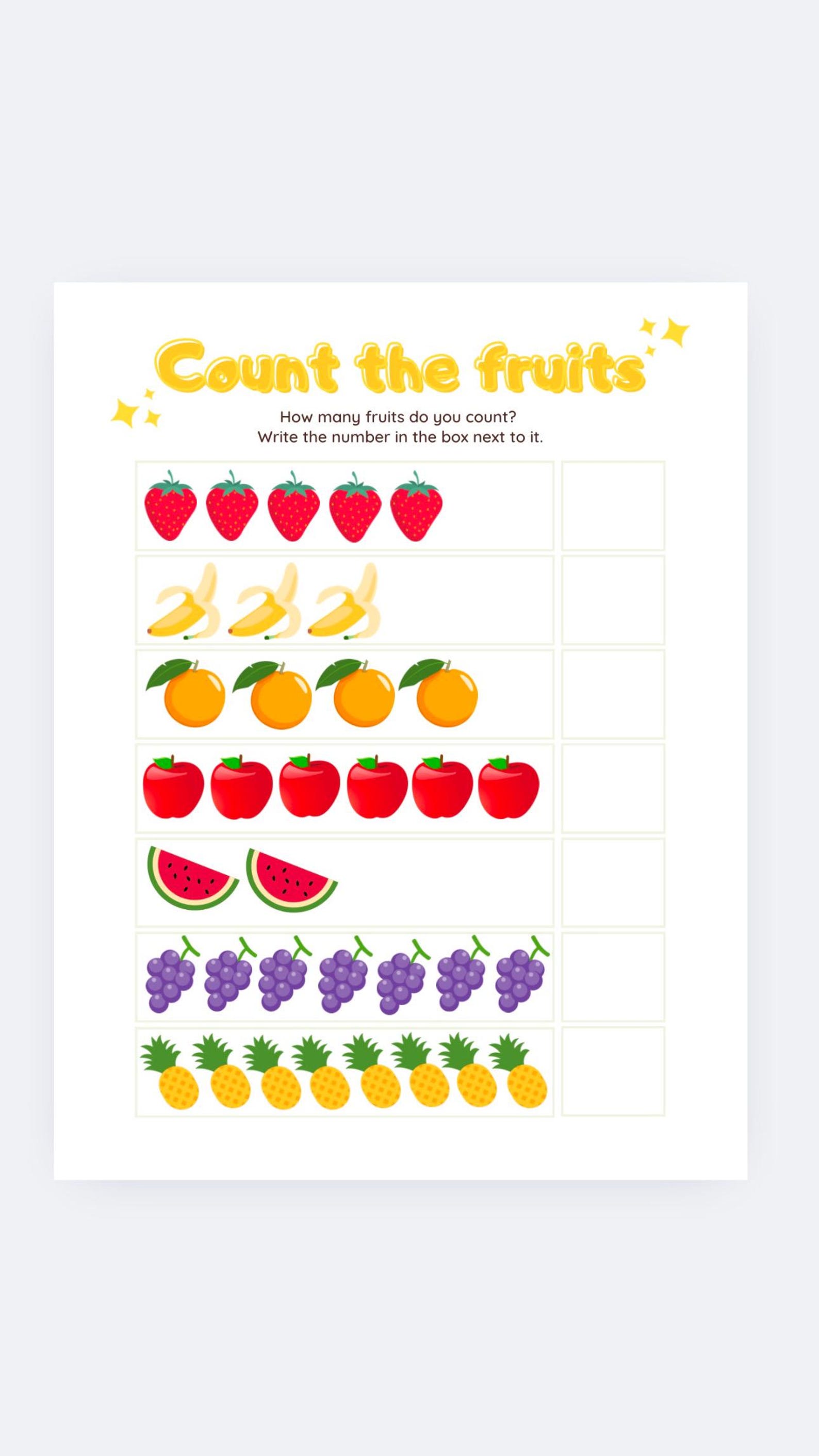 Count the Fruits Worksheet Learning Math Counting for Children ...