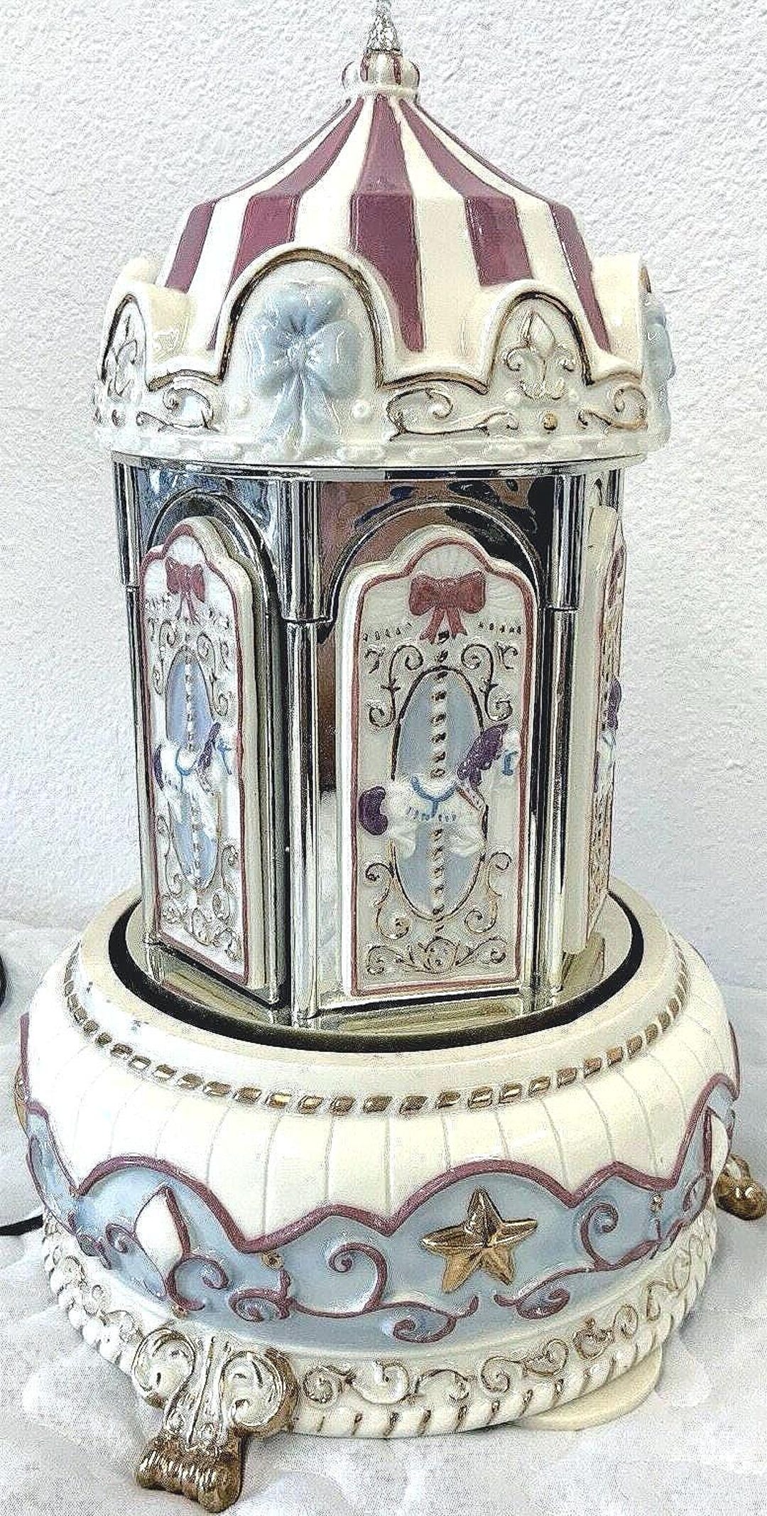 Mr Christmas Gold Label Porcelain Carillon Carousel Horse Works 30 ...