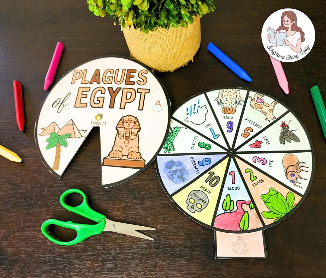Bible Moses Plagues of Egypt Coloring Spinner Wheel - Passover Lesson ...