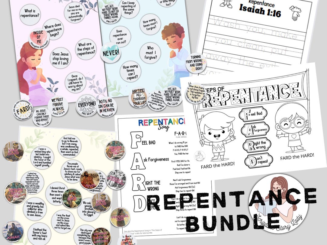 Bible-only Repentance Activity Bundle: Matching, Coloring Page ...