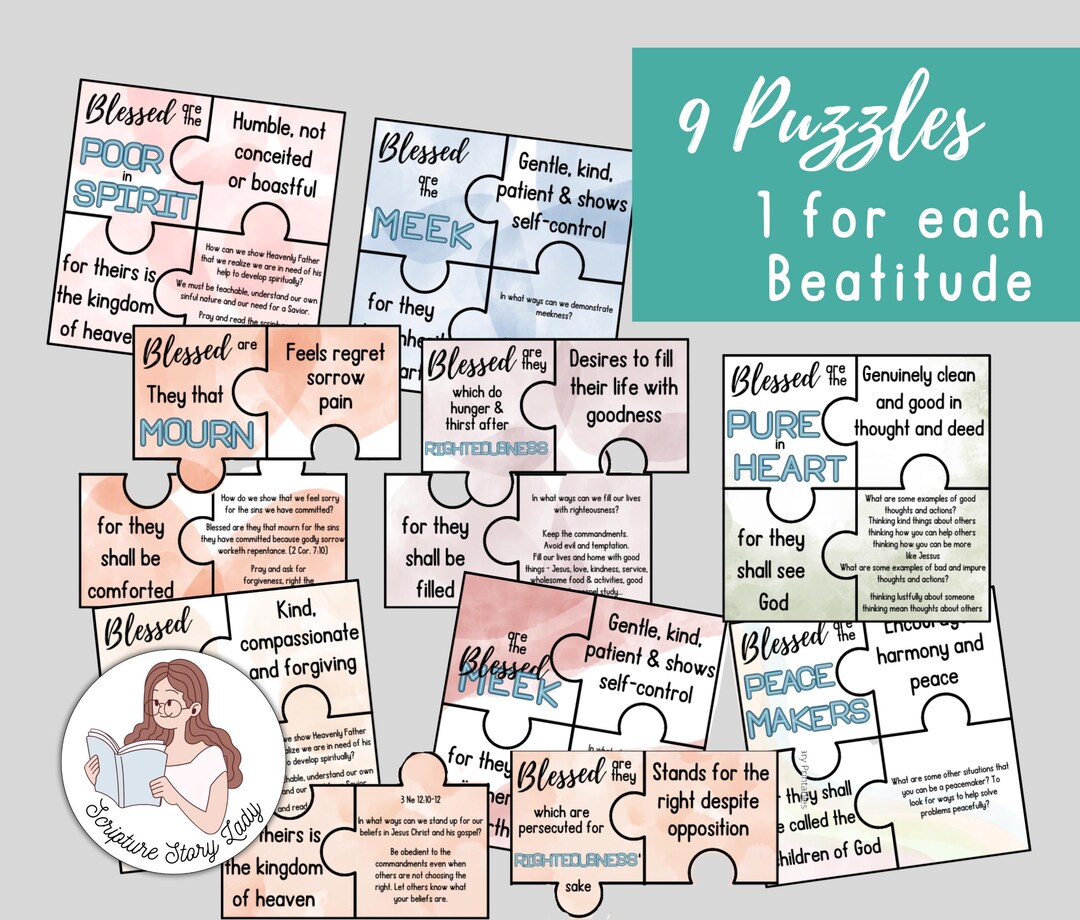 Bible-only, Sermon on the Mount Beatitudes Puzzles, Matthew 5 Luke 6 ...