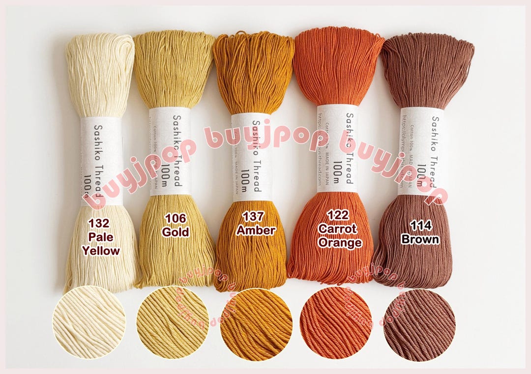 Japan Olympus 100m Large Cotton Sashiko Embroidery Sewing Thread Golden ...
