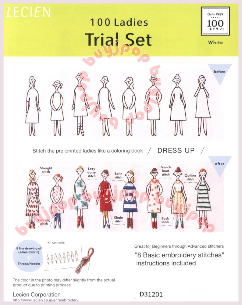 English Edition Japan Lecien 100 Ladies Embroidery Trial Set - Pattern ...