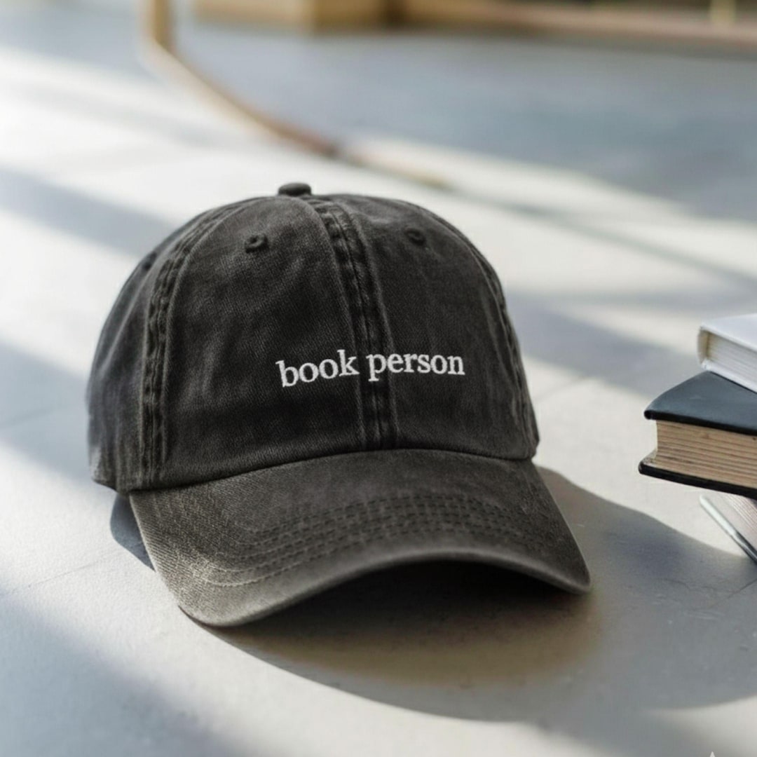Denim Embroidered Book Person Hat, Bookish Baseball Cap for Readers ...