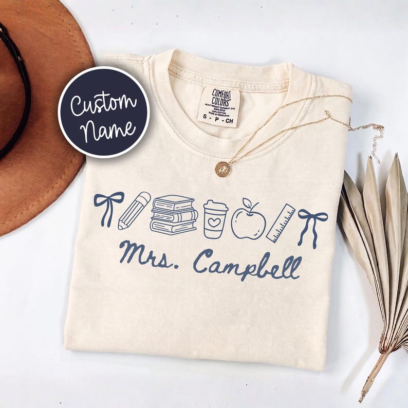 Comfort Colors® Custom Name Teacher Shirt, Coquette Personalized ...