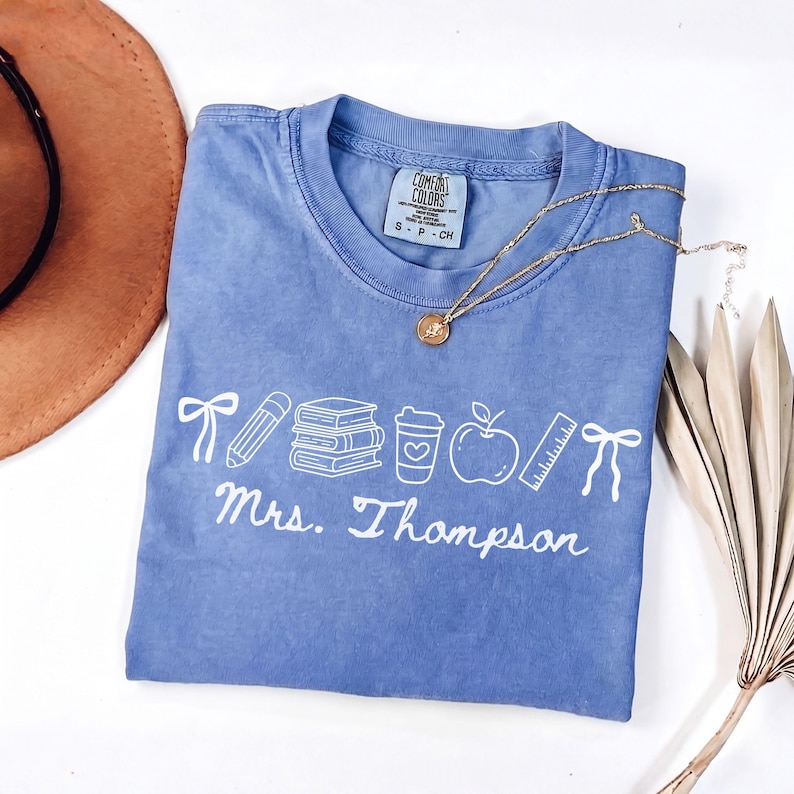 Comfort Colors® Custom Name Teacher Shirt, Coquette Personalized ...