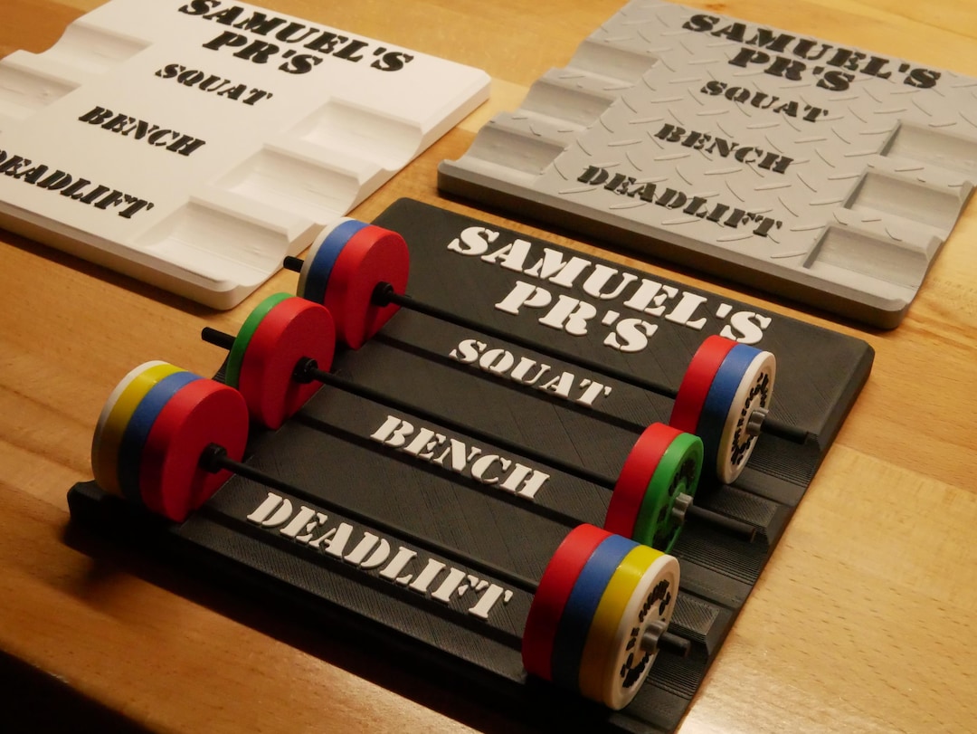 Miniature Barbell W/ Weight Plates & Customizable Stand Plate: Track 3 ...