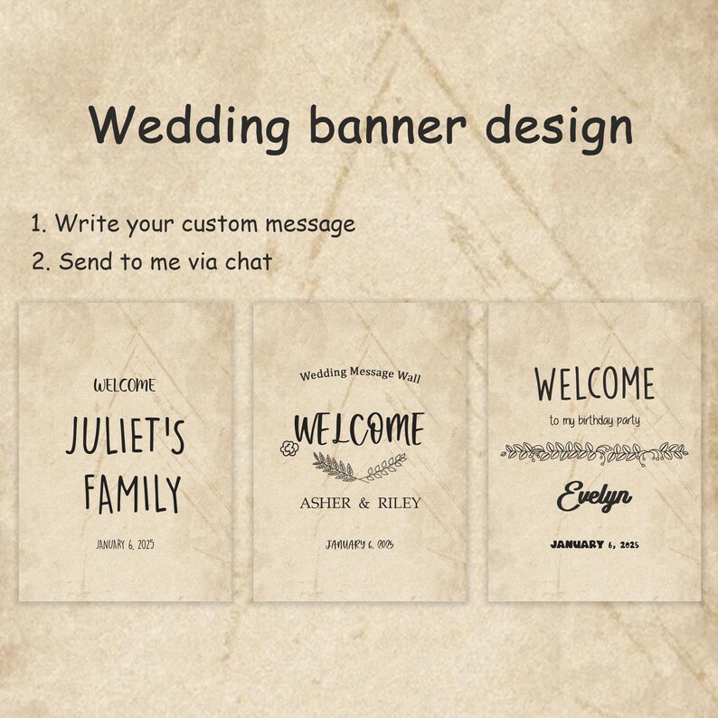Wedding Welcome Banner Custom Linen Canvas Flag With Minimalist Design ...