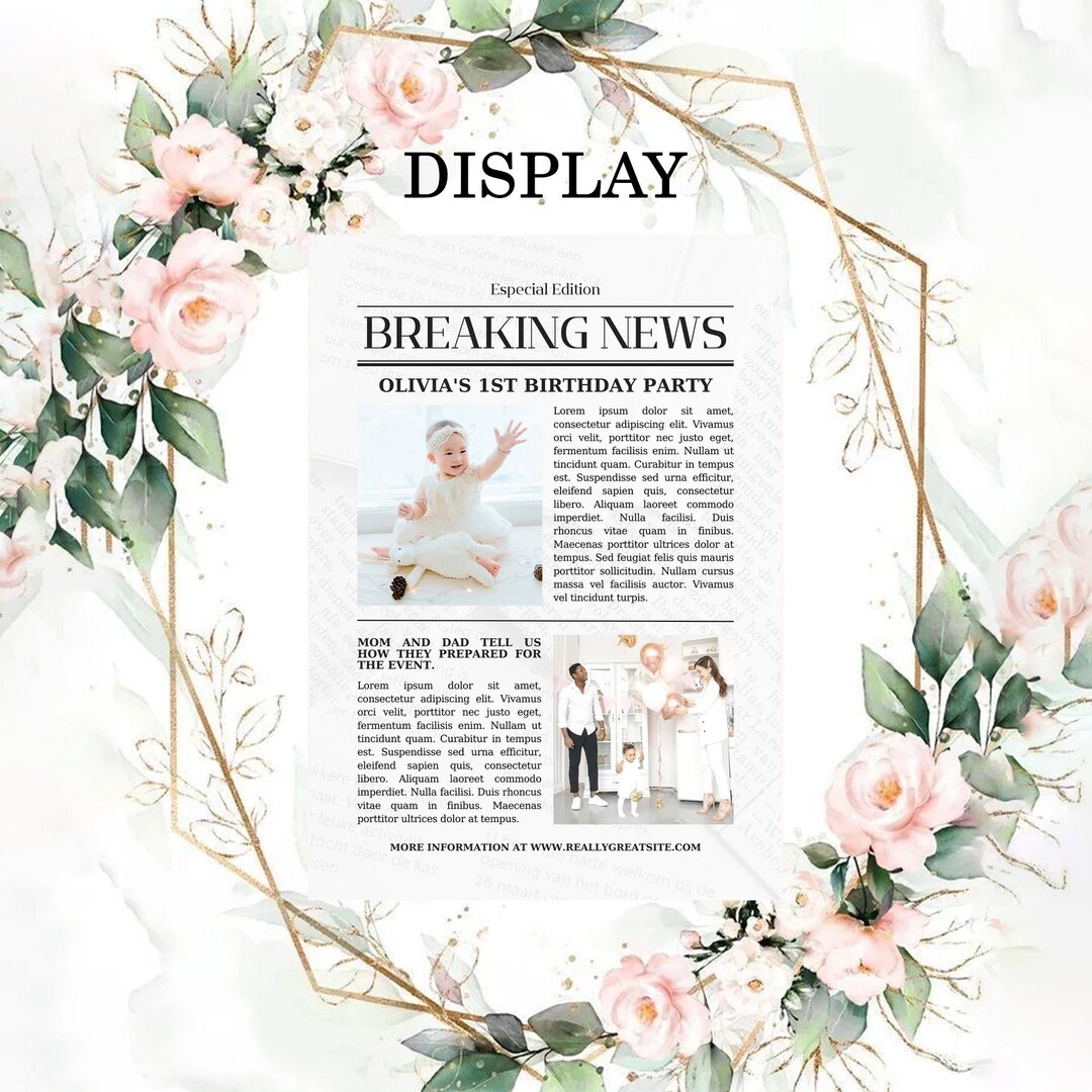 Custom Birthday Newspaper Printed & Shipped | Editable Newspaper ...