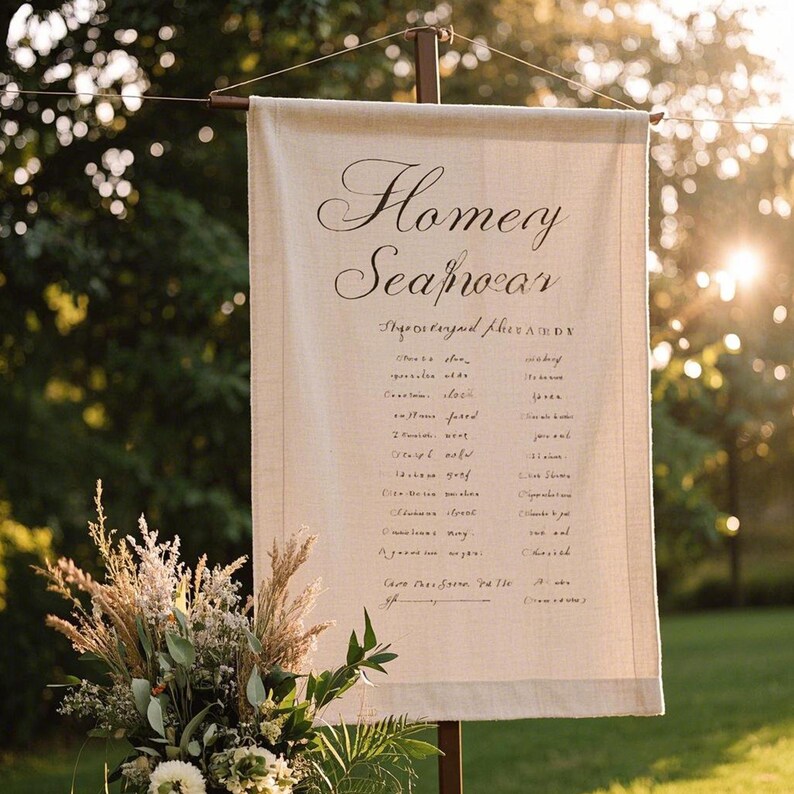 Custom Fabric Wedding Seating Chart Sign | Modern Wedding Fabric Linen ...