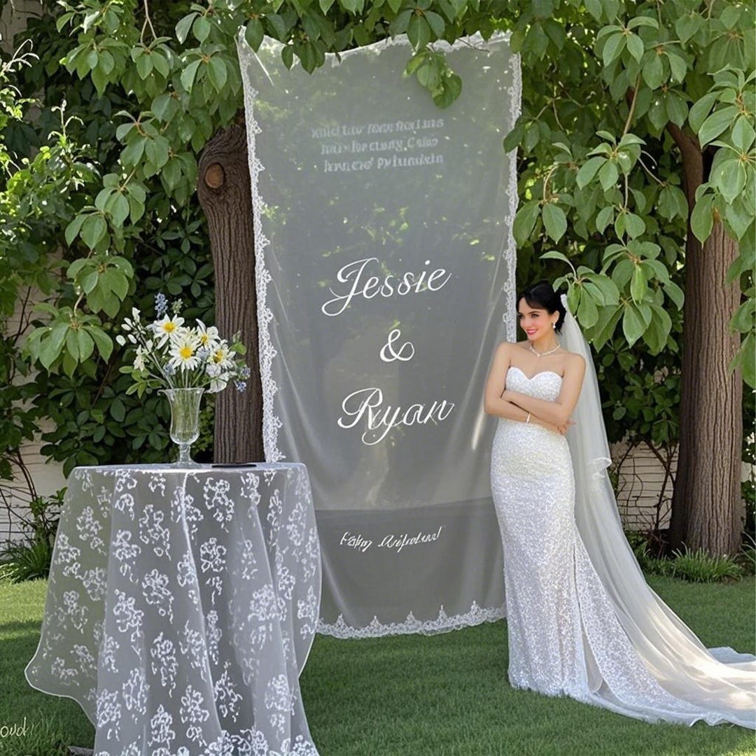Personalized Lace Wedding Welcome Sign Banner Boho Tulle Custom Hanging ...