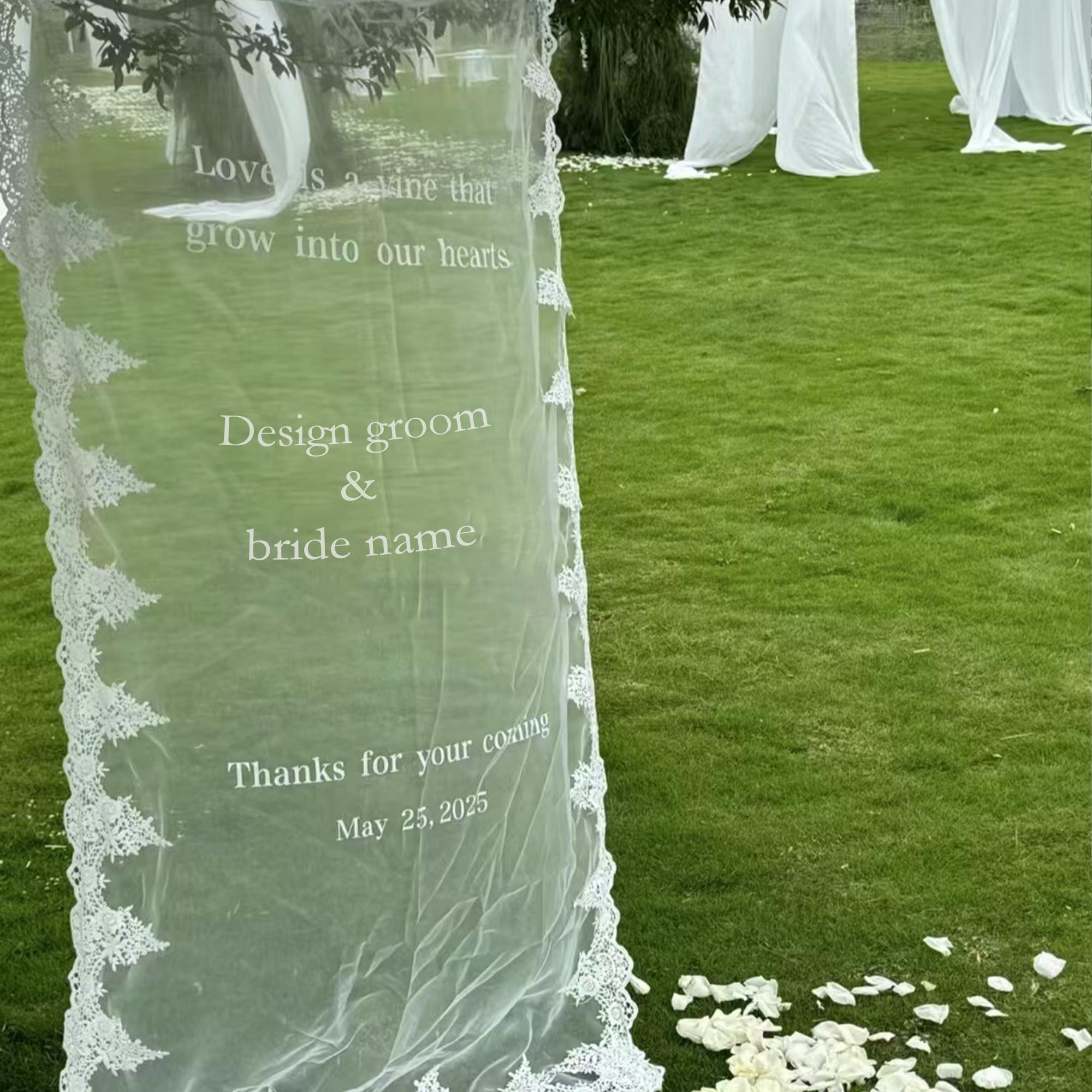 Personalized Lace Wedding Welcome Sign Banner Boho Tulle Custom Hanging ...