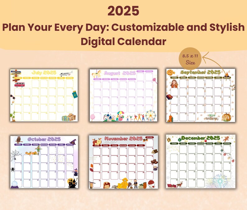 2025 Editable Digital Calendar Seasonal Monthly Planner for All Ages ...