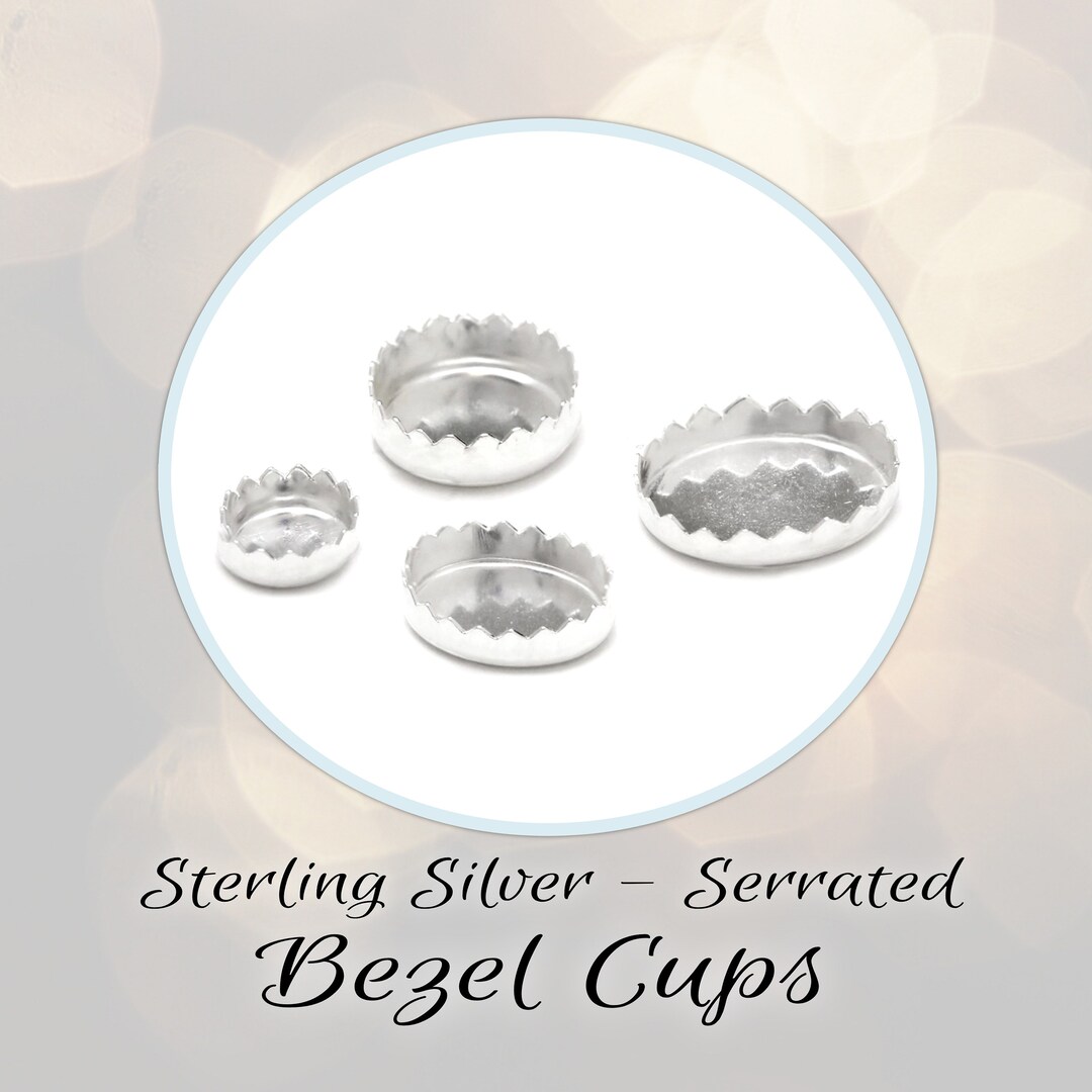 SHIPS FREE 4mm X 6mm X 2mm Deep, Oval Bezel Cups SERRATED Sterling ...