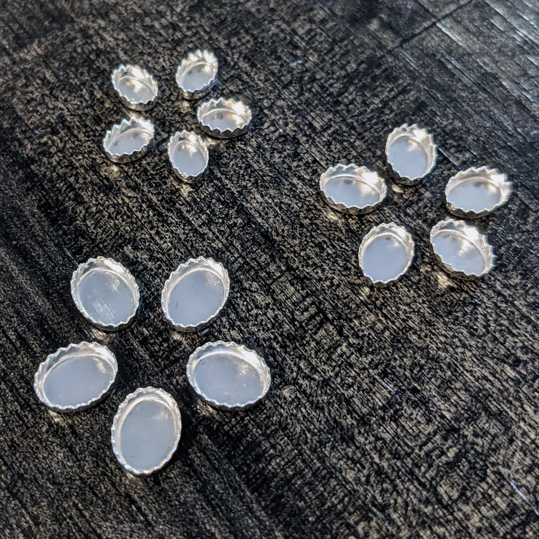Last Ones! Oval Bezel Cups SERRATED Sterling Silver, 4x6mm or 5x7mm or ...
