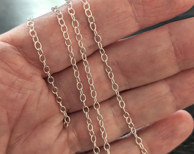 Sterling Silver Long & Short Link Chain, 28 Gauge, 1.5mm Round Links ...